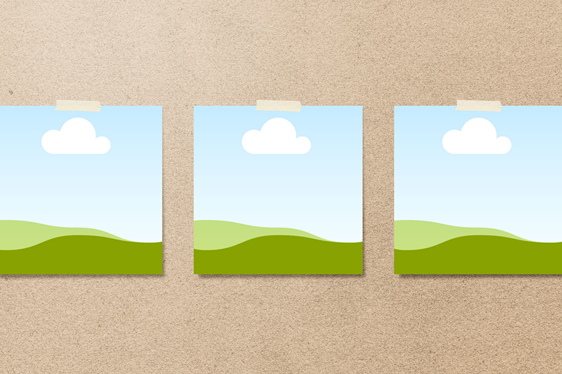 Canva Three Square Mockup On Paper Texture With Tapes